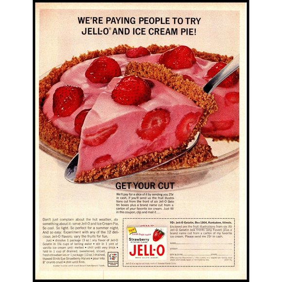 Jello | Art | 963 Jello Jello Strawberry Dessert Vintage Print Ad Ice ...
